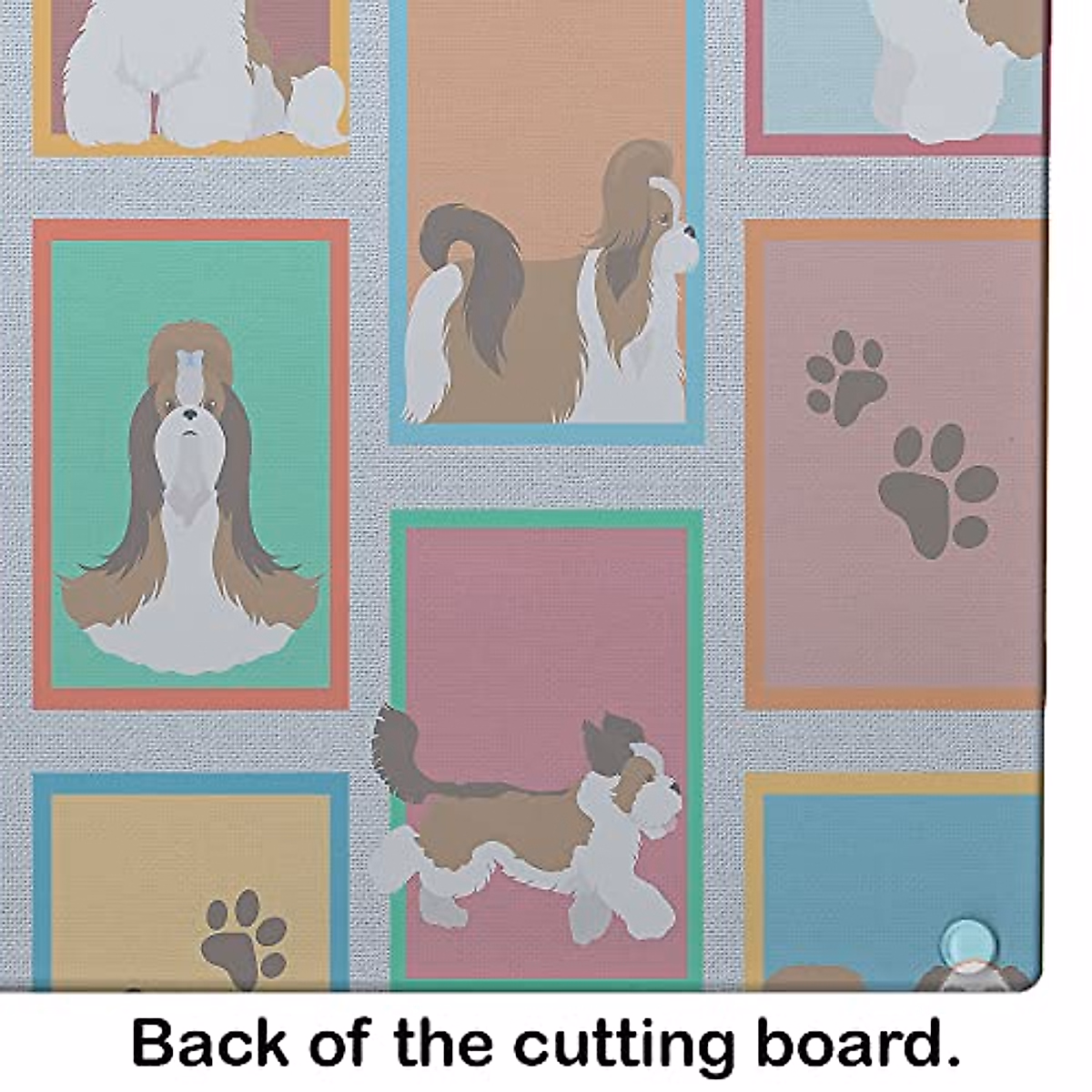 Caroline's Treasures MLM1117LCB Lots of Shih Tzu Glass Cutting Board Large Decorative Tempered Glass Kitchen Cutting and Serving Board Large Size Chopping Board