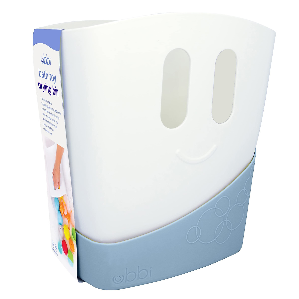 Ubbi Stand Up Bath Toy Storage Organizer, Bath Caddy with Removable Drying Rack Bin for Toddlers and Baby, Cloudy Blue