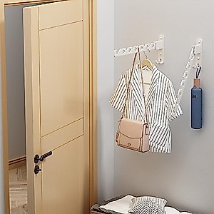 dancrul White Clothes Hanger Rack Wall Mounted Drying Rack Coat Hook Laundry Room Accessories Closet Organizer