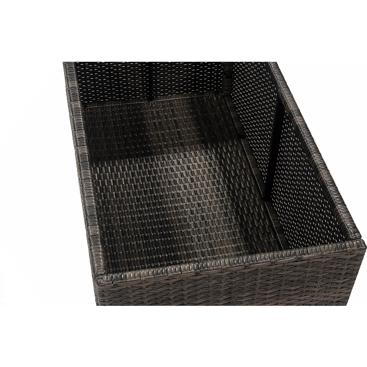 D&F Design Jackson Indoor & Outdoor PE Wicker Coffee Table with Storage, Patio Resin Rattan for Furniture Covers, Pillow, Toys and Gardening Tools Grey (Brownish Grey)