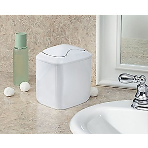 iDesign Una Vanity Countertop Wastebasket Trash Can - White