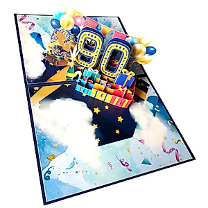 UVATAHONA 90th Greeting Birthday Cards, Pop Up Happy 90th Birthday Card for Him or Her, Cheers 90 Years Old Birthday Cards Best for Husband, Wife, Mom, Dad, Sister, Brother, Friend