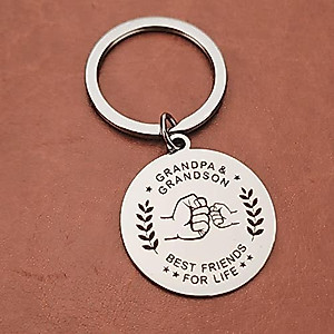 Grandpa Grandson Birthday Gifts, Grandson Grandfather Keychain, Grandad Father's Day Gifts from Grandchildren Grandson Birthday Gifts from Grandpa Keyring