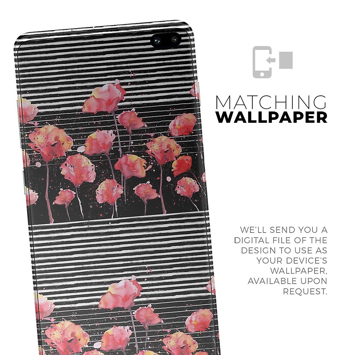 DesignSkinz Karamfila Watercolo Poppies V1 Protective Vinyl Decal Wrap Skin Cover Compatible with The Samsung Galaxy S20 (Screen Trim & Back Glass Skin)