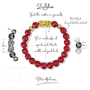 ZenBless Jade Bracelet Feng Shui Bracelet for Women 18k Gold Plated Pixiu Bracelet Yoga Mala Beads Good Luck Friendship Bracelets for Women
