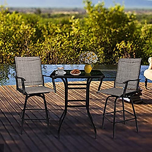 Vipush 2 Piece Swivel Bar Stools Outdoor High Patio Chairs Furniture with All Weather Metal Frame