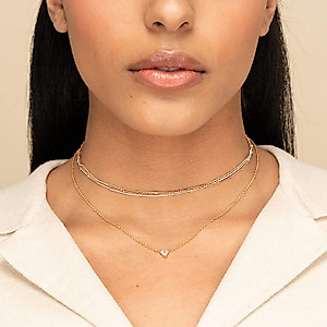 MILACOLATO Danity Gold Choker Necklace 18K Gold Plated Sterling Silver Tiny Delicate Bead Satellite Chain Necklace, Yellow Gold