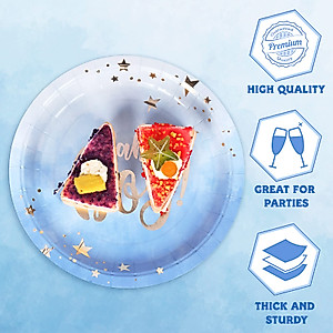 DECORLIFE Baby Shower Plates and Napkins for Boy Serves 24, Blue Baby Boy Plates, Forks Included, Total 96PCS