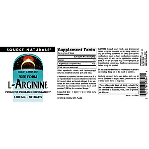 Source Naturals L-Arginine Promotes Increased Ciculation* 1000 mg Free Form - 50 Tablets