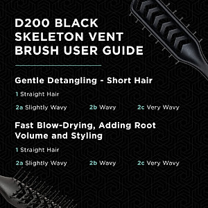 Denman Flexible Vent Brush D200 - Detangling Brush With Lightweight Grip & Control – Perfect For Styling During Blow-Dry & Detangling Wet & Dry Hair – Black (Pack of 1)
