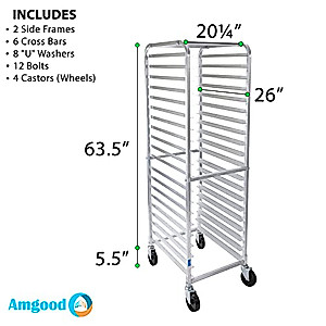 AmGood Commercial Kitchen Pan Rack - Heavy Duty, Bun Pan Sheet Rack, NSF Certified with Wheels (20 Tier Pan Rack)