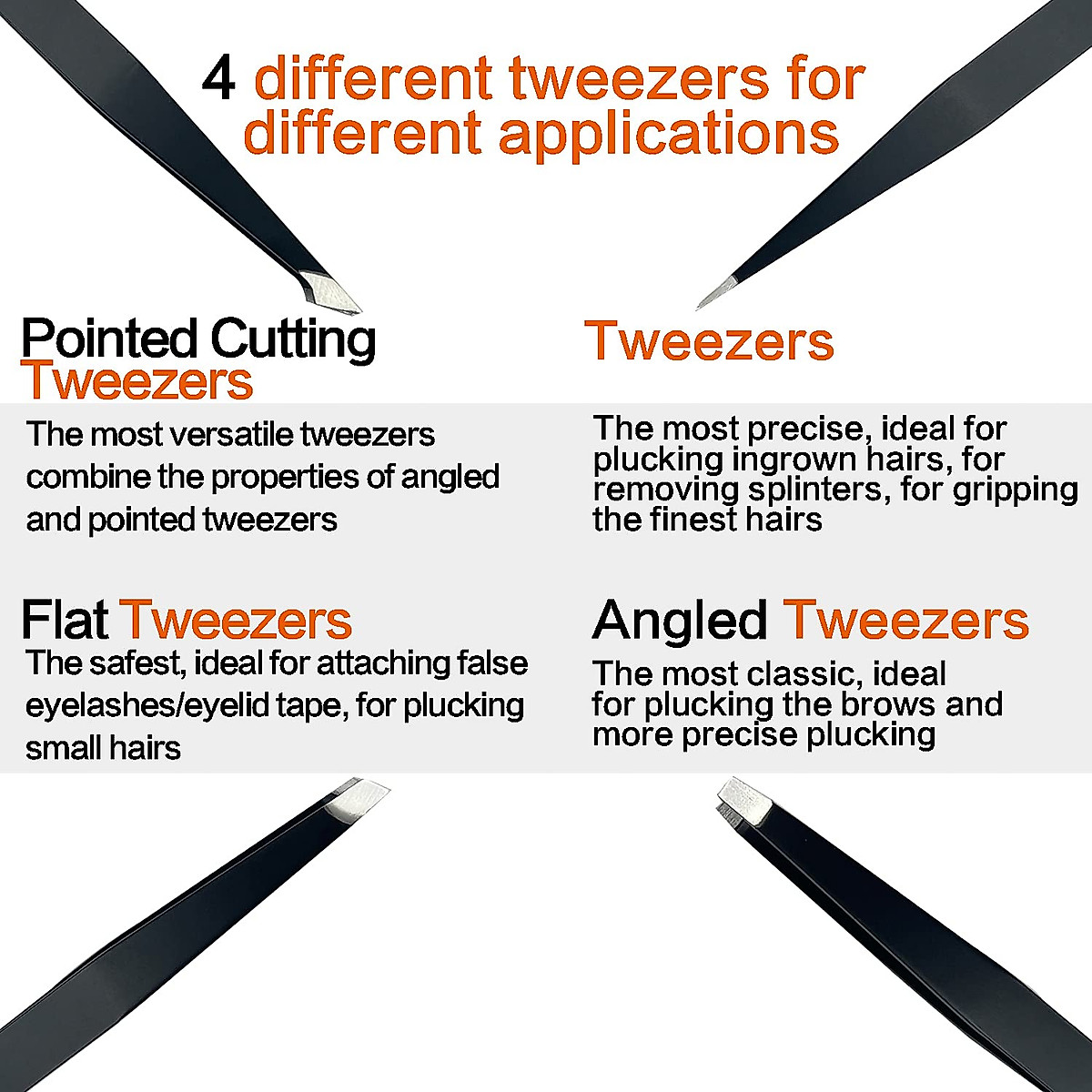 Professional Tweezers for Eyebrows, 6 Pack Stainless Steel Tweezers for Ingrown Hair Removal, Precision Brow Tweezers for Women & Girls, Plucking Daily Beauty Tool with Leather Travel Case