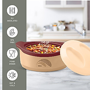 Milton New Marvel 2500 Inner Steel Casserole, 2360 ml | 80 oz | 1.4 qt. Thermal Serving Bowl, Keeps Food Hot & Cold, Insulated Hot Pot Food Warmer/Cooler, BPA Free, Easy To Carry | Brown