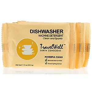 TRAVELWELL Individually Wrapped Powder Dish Detergent,1.5 Ounce per Bag,100 Bags per Case Dishwasher Rinse Aid Hotel Toiletries Amenities Powder Dish Soap