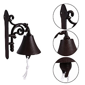 YHRR 1 Set Cast Iron Wall Hanging Bell,Christma Bells Welcome Ship Bell Hand Shaking Doorbell, Wall Mounted Dinner Bell, Metal Wall Art Decoration for Indoor Outdoor Garden Home