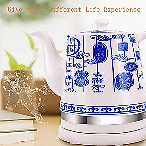 Hokcus 2L Electric Ceramic Kettle Teapot-Retro Stainless Steel Jug,Bpa-Free,Automatic Power Off Fast Boiling 1000W Removable Base,Boil Dry Protection/Blue/Red