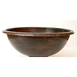 SimplyCopper 15" Round Drop In Rolled Edge Copper Bathroom Sink