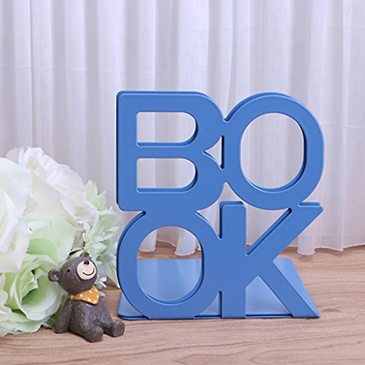 tegongse 2Pcs Book Ends, Alphabet Shaped Metal Bookends, Non-Skid Bookend Supports, Book Stopper for Books/Movies/CDs/Video Games