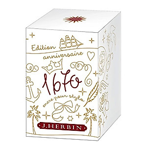 J. Herbin 1670 Anniversary Inks - Gold Sheen 50 ml Bottled - Rouge Hematite (Dark Red Ink)