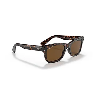 Ray-Ban Men's RB2283 Mr. Burbank Rectangular Sunglasses, Havana/Polarized Brown, 55 mm