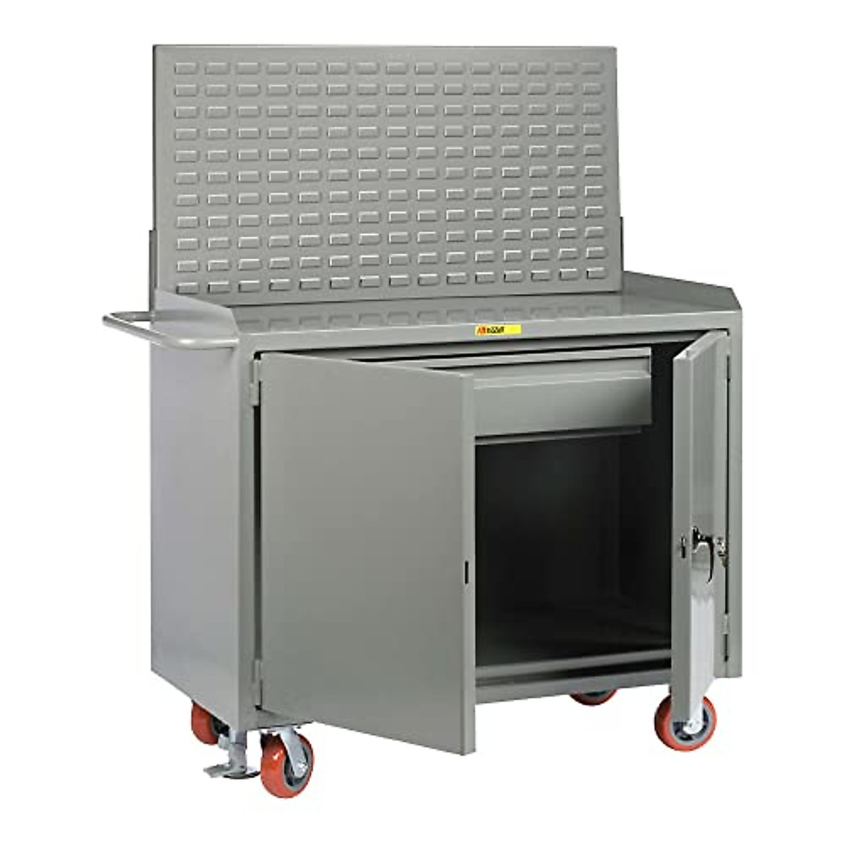 Little Giant MB-2436-HDFL-LP Mobile Bench Cabinet with Heavy-Duty Drawer and Louvered Panel, Powder Coated Steel Top Surface, 24" Length, 36" Width