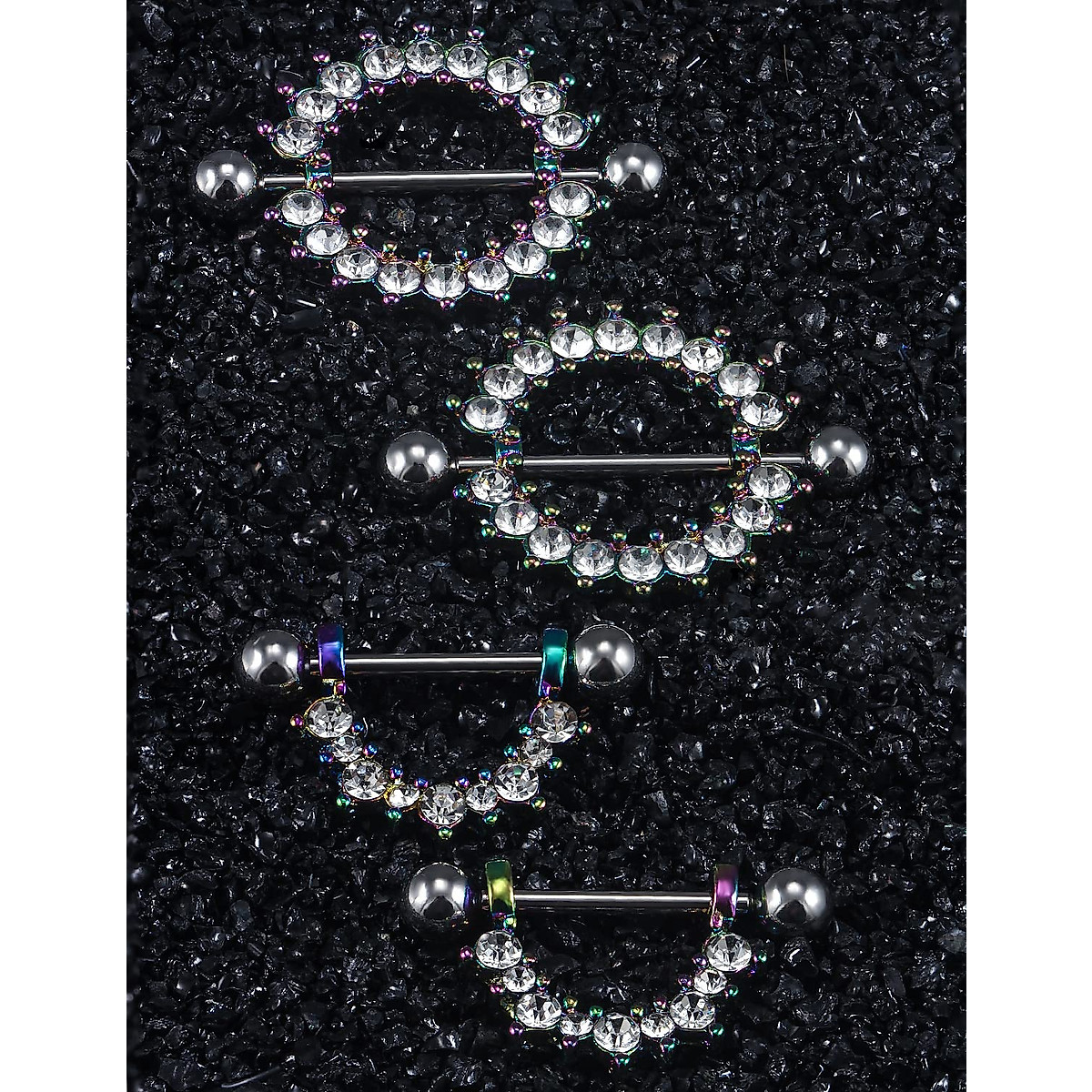 Cisyozi Nipple Piercing Jewelry 14G Nipple Rings for Women Rainbrow Stainless Surgical Steel Nipple Shield Nipplerings Ring Barbell Bar Body Piercing Jewelry for Women 14mm