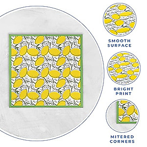 Kotton Culture Kitchen Linen Towel Set of 2 for Kitchen - 100% Cotton Dish Cloth Quick Dry Easy to Wash & Clean Printed Towel Pairs Home Farmhouse Decor (Lemon, 20 x 28 Inches)