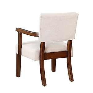 HMFULE 24.25'' Mid Century Accent Chair Set of 2 with Round Wood Table Modern Fabric Arm Chair for Living Room Bedroom Reading Room(Beige)