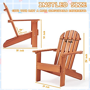 Wooden Kid's Adirondack Chair for Indoor and Outdoor, Natural Cedar Patio Lounge Chiar for Kids