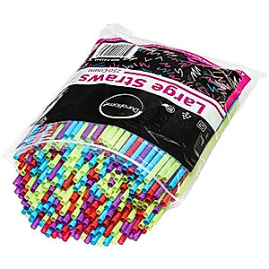 Plastic Drinking Straws 250 Count BPA-Free Multi-Colored Disposable Straws, Assorted - DuraHome (250 Pack)