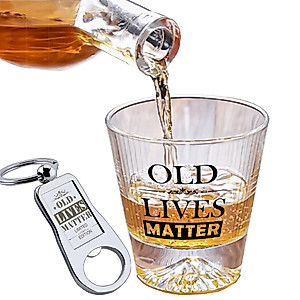 La Diffy Gag Birthday Gifts for Men Bourbon Gifts for Men Funny 40th 50th 60th Birthday Retirement Gift Ideas for Dad Old Fashioned Glass Old Lives Matter Whiskey Glasses Fathers Day Christmas