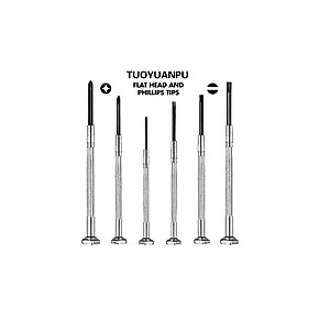 TUOYUANPU 6PCS Mini Screwdriver Set, Eyeglass Repair Kit Screwdriver，Precision Repair with 6 Different Sizes Flat head and Philips Screwdriver Sets,Ideal For Watch, Electronic Repairs
