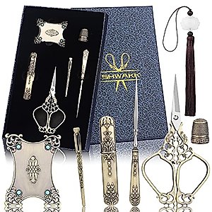 SHWAKK Embroidery Scissors Kit, Vintage Scissors with European Style, Vintage Sewing Kit for Crafting, Sewing, Needlework, Handcraft DIY Tools(Bottle Shape)