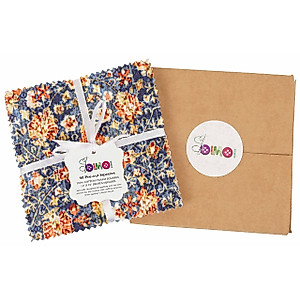 Soimoi Precut 10-inch Floral Floral with Texture Prints Cotton Fabric Bundle Quilting Squares Charm Pack DIY Patchwork Sewing Craft- Multicolor