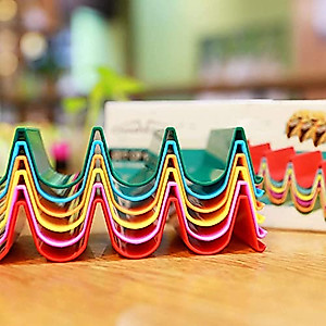 Charmount Taco Holder Stand, Set of 6 New Upgrade Colorful Taco Rack Holders - Premium Taco Shell Holder Stand on Table, Hold 5 Hard Shell Tacos Serving Tray, Dishwasher & Microwave Safe