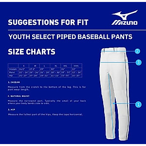 Mizuno boys Mizuno Youth Premier Piped Pant XL White Navy, White-navy, X-Large US