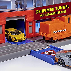 DICKIE TOYS: Majorette Super City Garage Playset with 6 Die-Cast Cars, Parking Building Play World on Seven Floors, 6 Light and Sound Effect Systems, For Ages 3 and up , 128 x 78 x 73 cm