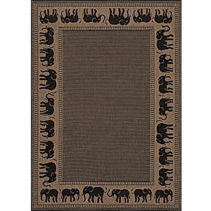 Couristan Recife Elephant Indoor/Outdoor Area Rug, 3'9" x 5'5", Cocoa-Black