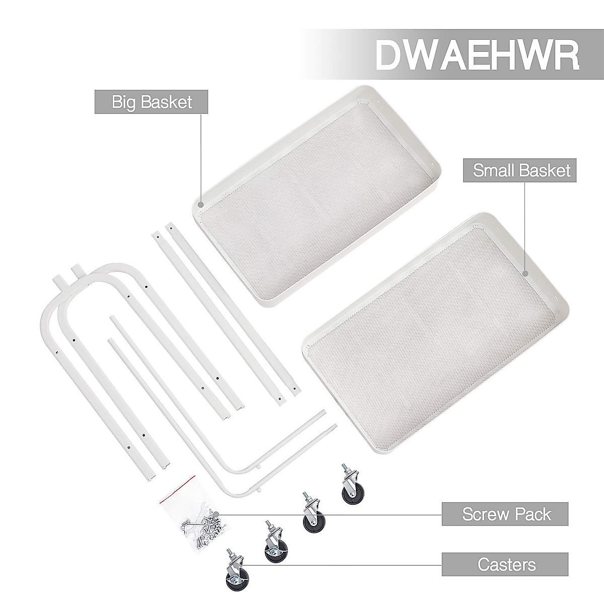 KINGRACK 2-in 1 Garment Rack, Clothing Rack with 2 Tier Metal Basket, Rolling Storage Cart Clothes Organizer Coat Rack Storage Stand on Wheels for Home Bedroom Laundry Small Place Entryway, White