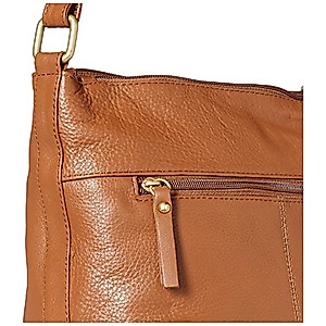 Bueno of California GAL Antique Leather Triple Compartment Shoulder Bag, Cognac