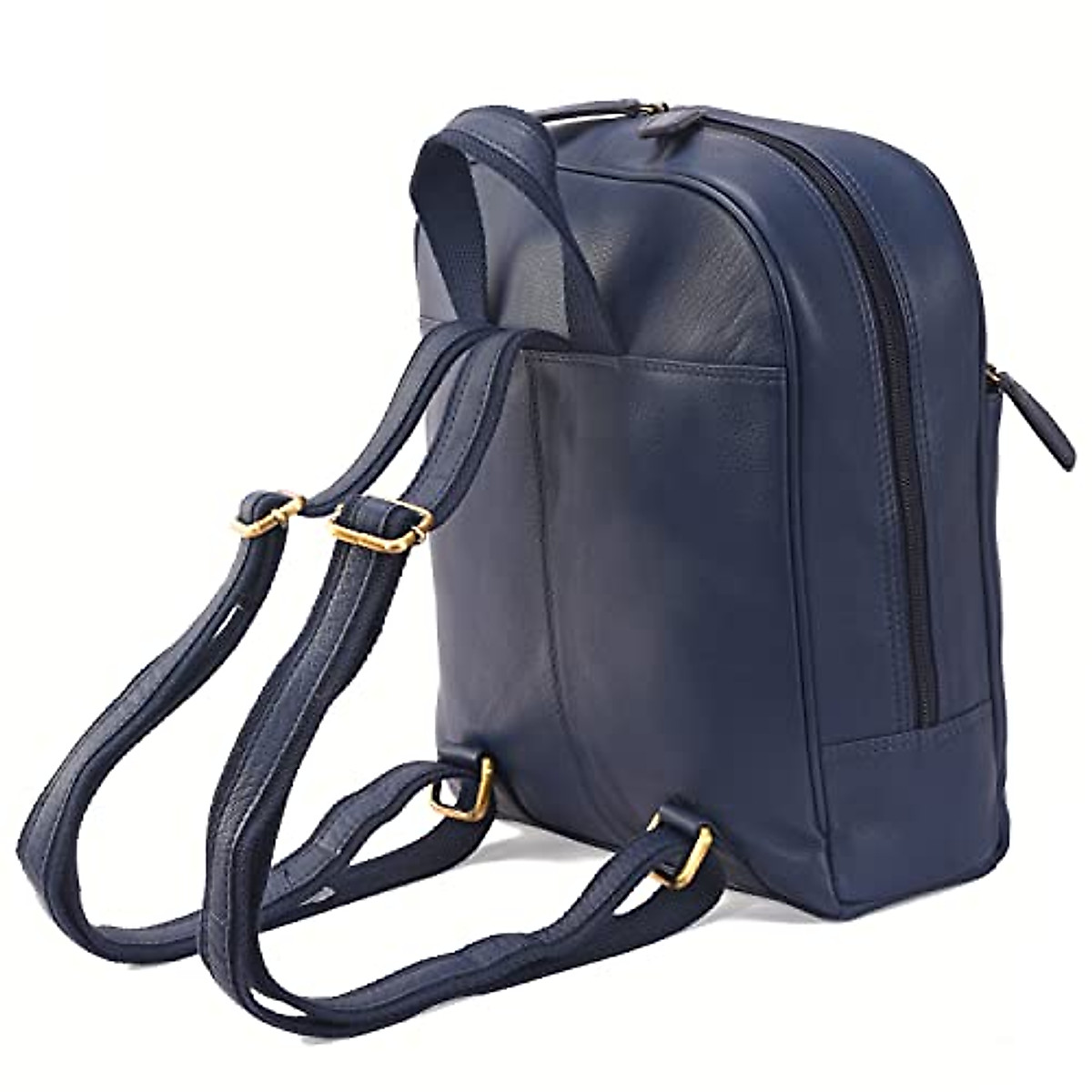 ROLANDO Navy Blue Multi-Purpose Unisex Casual Leather Backpack