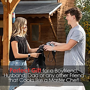 ALLER HOME&KITCHEN Aprons for Men. Mr Good Looking Black Apron with Pockets. Adjustable Kitchen Apron, Cooking Apron, Grilling BBQ Apron. Funny Apron Mens Gift