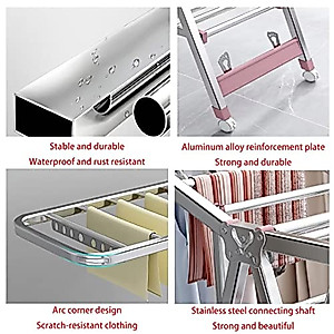 Shenairx Clothes Drying Rack Folding Indoor,Foldable 3-Level Laundry Drying Rack,Free-Standing Drying Rack,with Height-Adjustable Wings,Sock Clips,for Clothes,Sheets,Shoes(180cm)