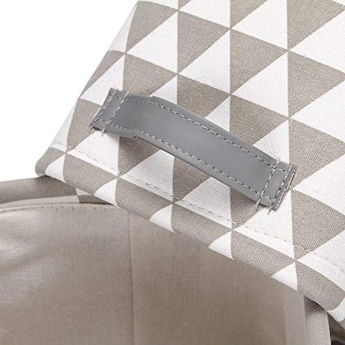 Sea Team Foldable Mini Square New Grey and White Geometric Theme 100% Natural Linen & Cotton Fabric Storage Bins Storage Baskets Organizers for Shelves & Desks - Set of 4 (Grey)