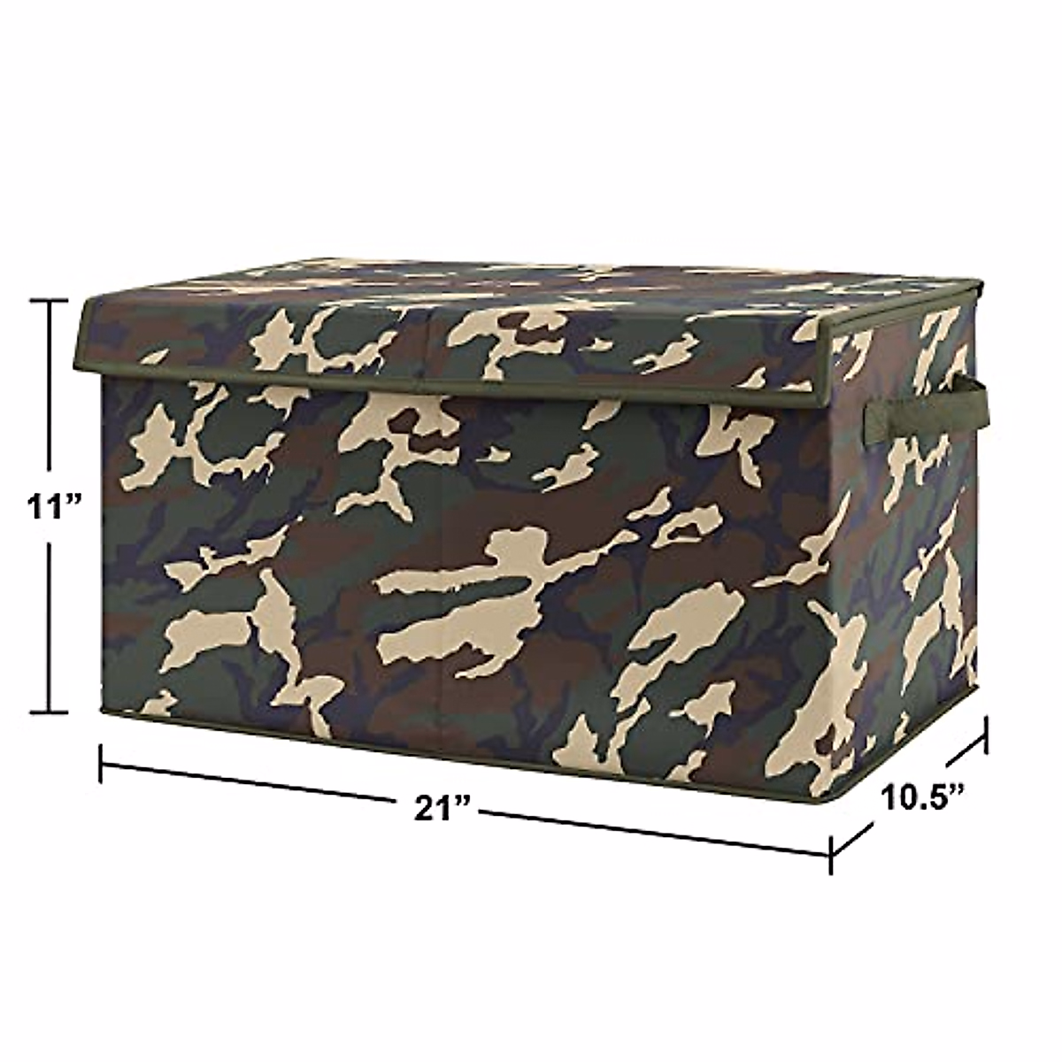 Sweet Jojo Designs Woodland Camo Boy Small Fabric Toy Bin Storage Box Chest For Baby Nursery or Kids Room - Beige Green and Black Rustic Forest Camouflage