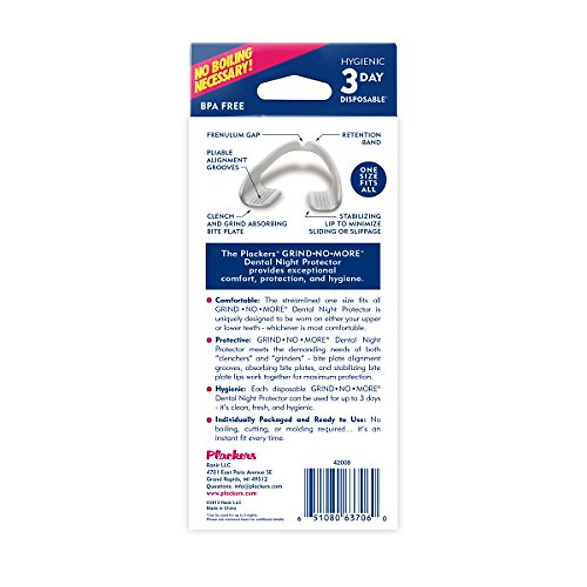 Plackers Grind No More Dental Night Guard for Teeth Grinding, 14 Count