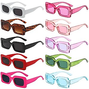 SUNOVELTIES 10 Rectangle Sunglasses for Women Retro 90s Glasses Small Narrow Square Frame Sunnies Eyewear Unisex