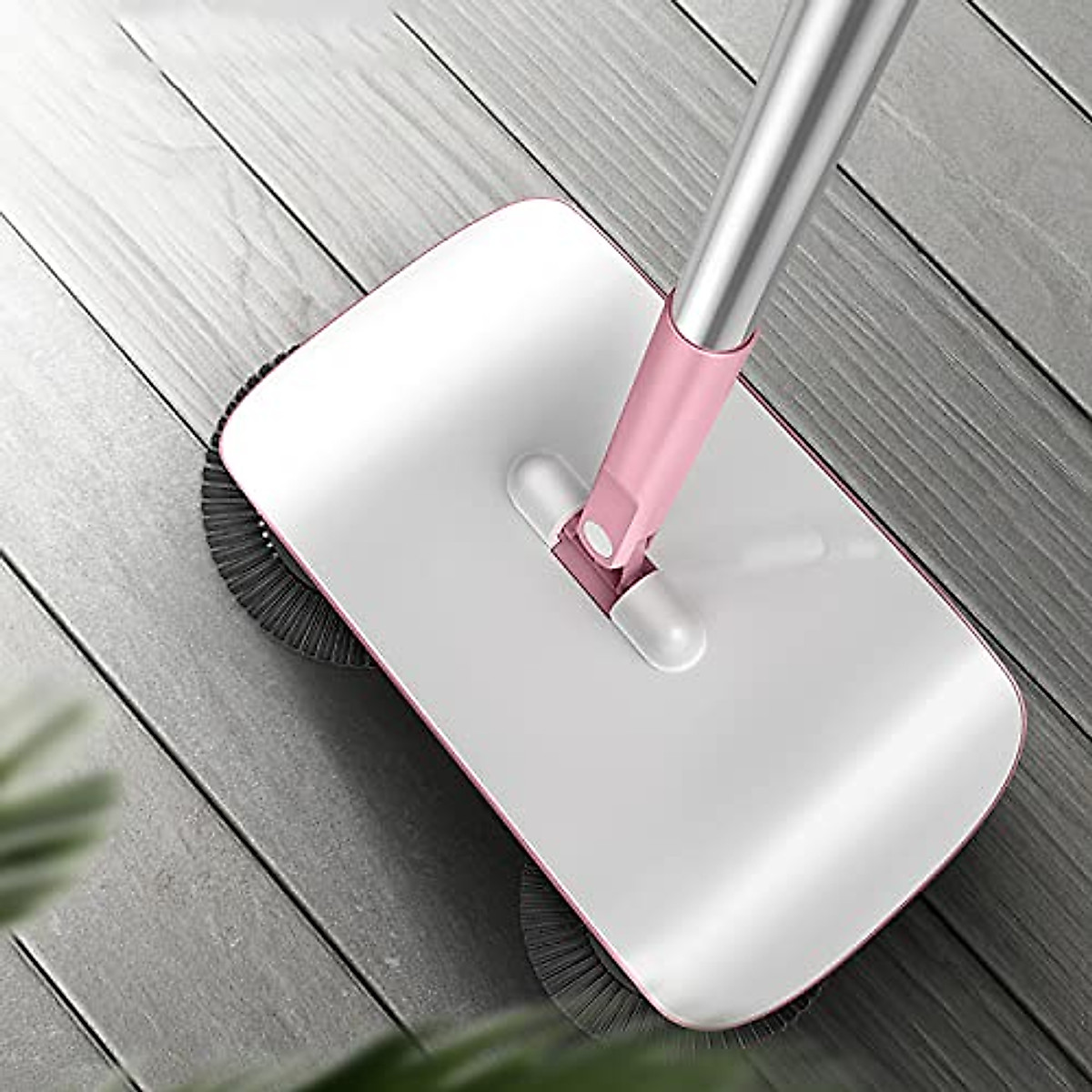 3 in 1 Floor & Carpet Sweeper Hand Push Sweeper Household Quiet Carpet Sweeper Upgraded Powerful Cordless Vacuum Cleaner and Mop forHouse,Office,Kitchen,Carpet (Pink)