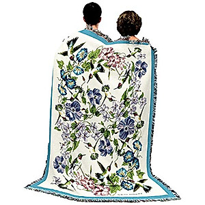 Pure Country Weavers Hummingbirds Blanket by Elena Vladykina - Bird Garden Floral Gift Tapestry Throw Woven from Cotton - Made in The USA (72x54)