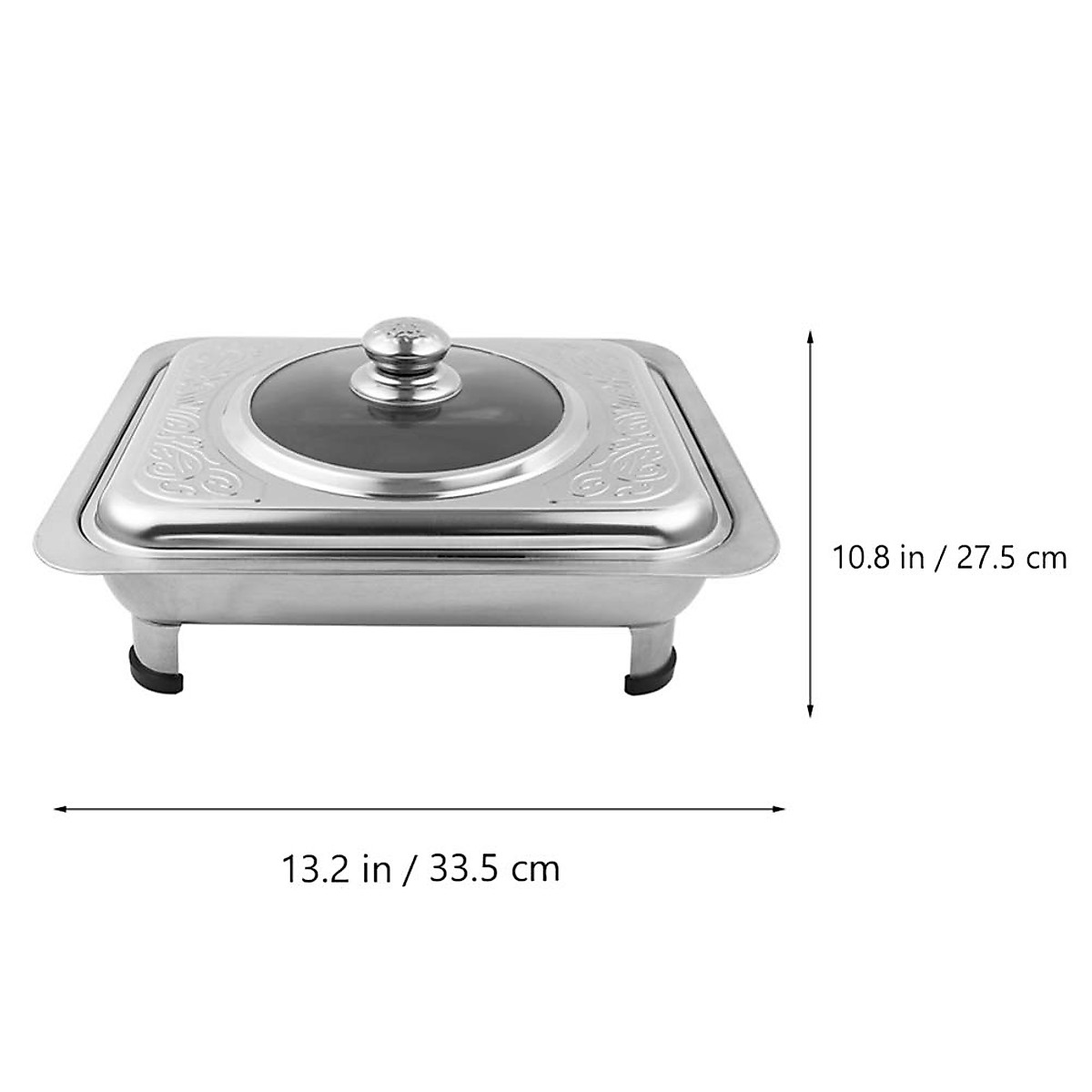 Cabilock Cold Food Buffet Stainless Steel Rectangular Food Dish Tray Oblong Metal Serveware with Lid for Buffet Roasting Baking Cooking Bread Fruit Appetizer Plate 33. 5X27. 5X14. 5CM Buffet Server